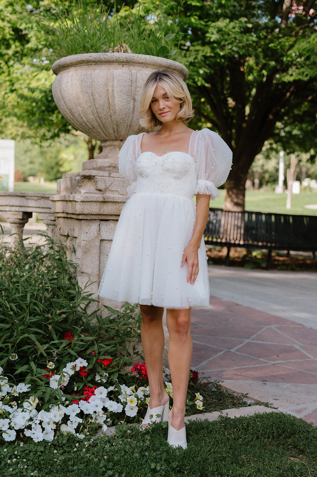 Pearl Mini Dress - White | Ava Gowns